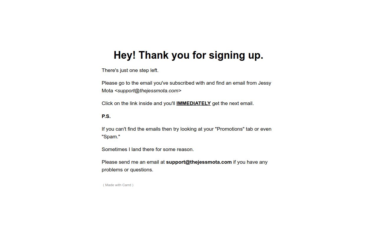 Thanks for signing up